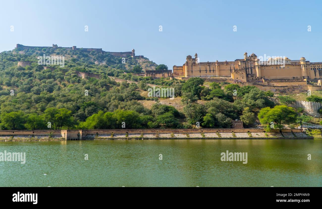 The famous Amber Fort in India against a blue sky on a sunny day Stock ...