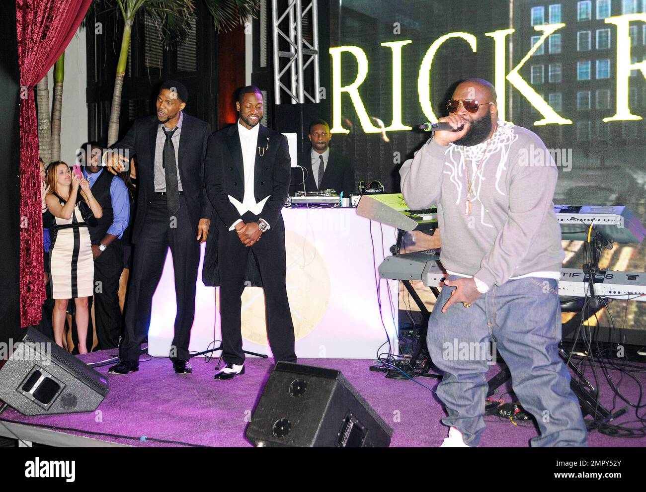 Udonis Haslem, Dwyane Wade and Rick Ross attend Dwyane Wade's 30th ...