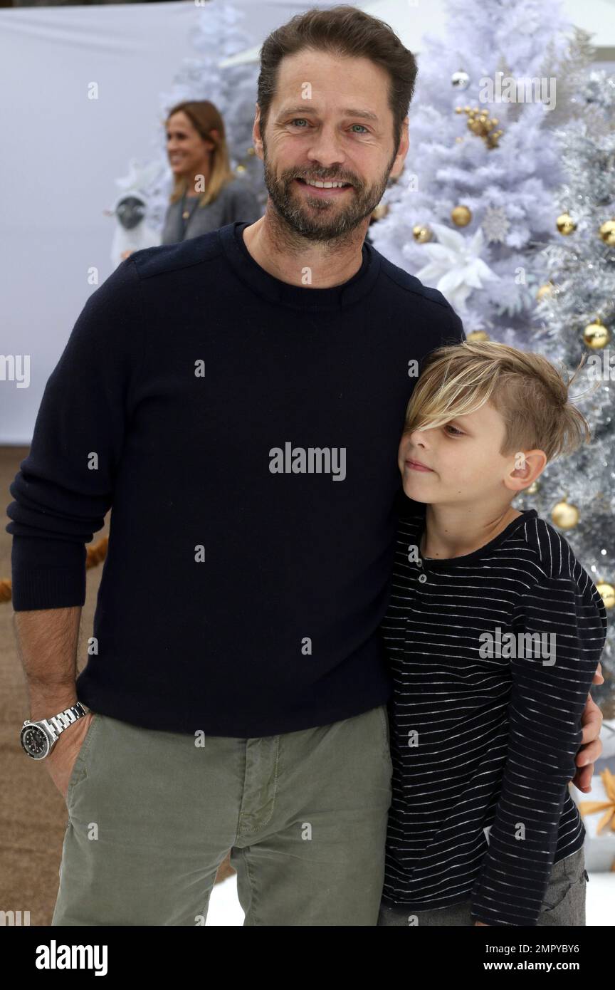 Jason Priestley, left, and his son Dashiell Orson Priestley arrive at ...