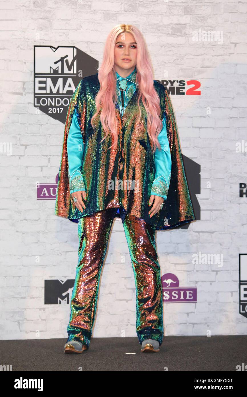Singer Kesha poses for photographers backstage at the MTV European ...
