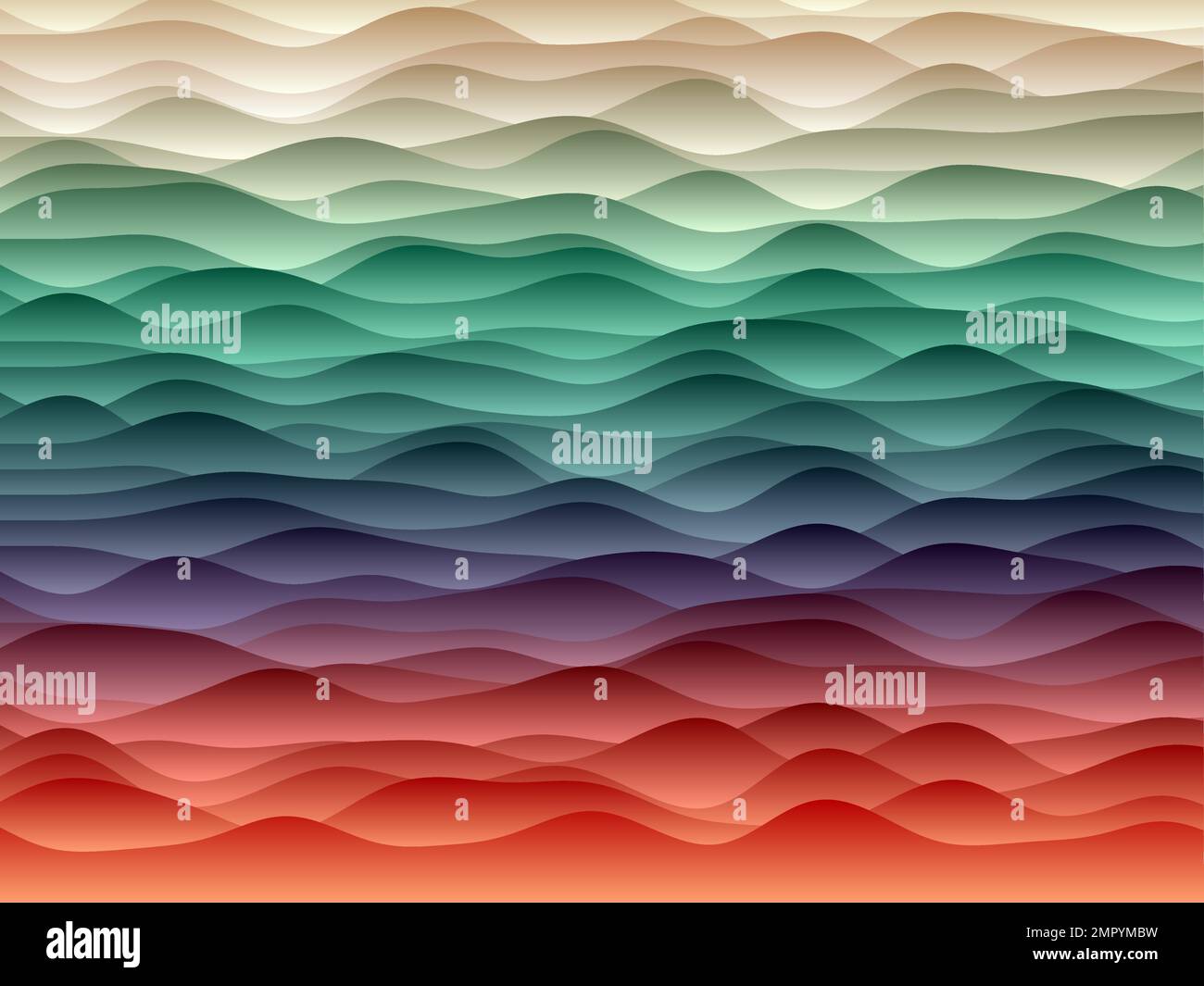 Abstract curves background. Smooth curves with gradients in contrasting red, green, and brown ...