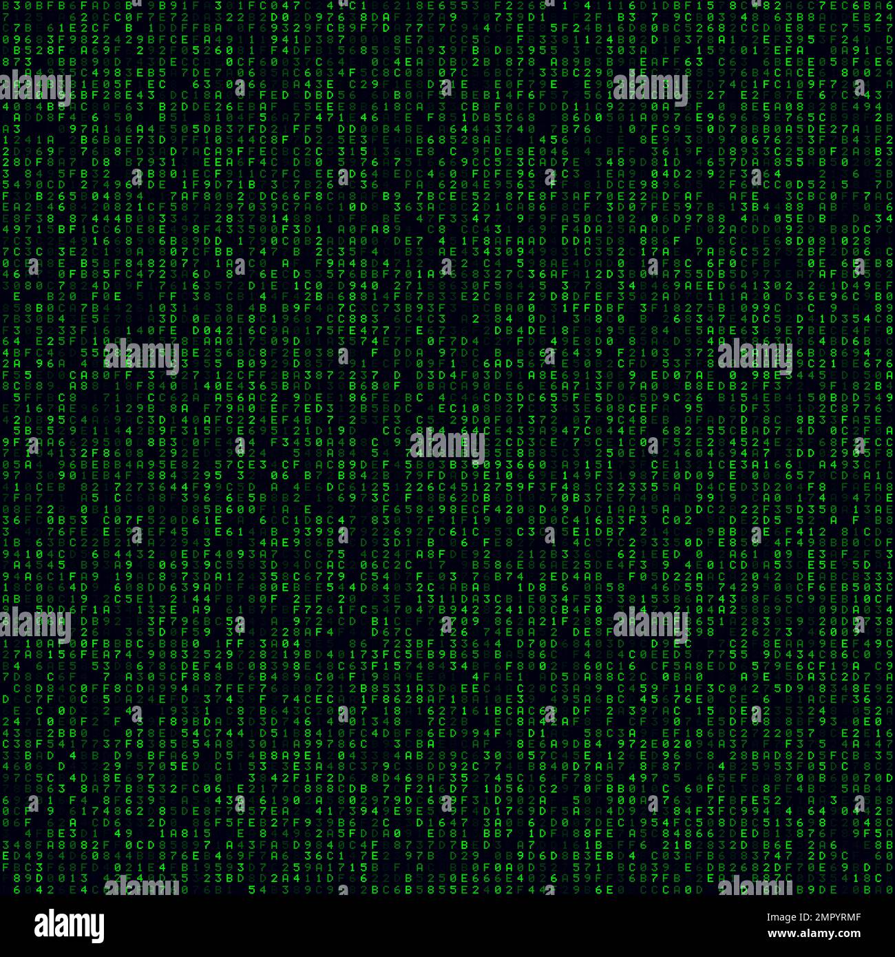 Abstract Matrix background. Green filled hexadecimal background. Big ...