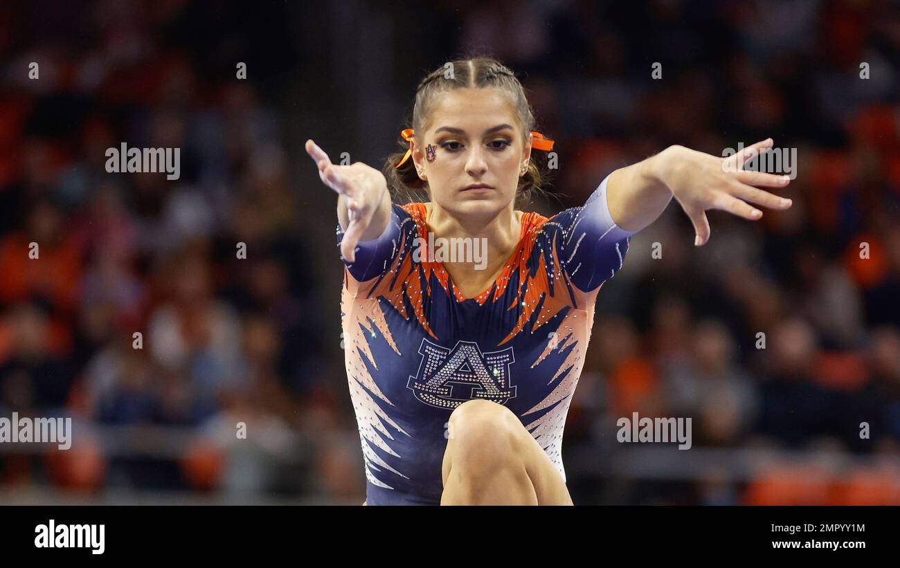 Auburn's Cassie Stevens competes on the balance beam during an NCAA ...