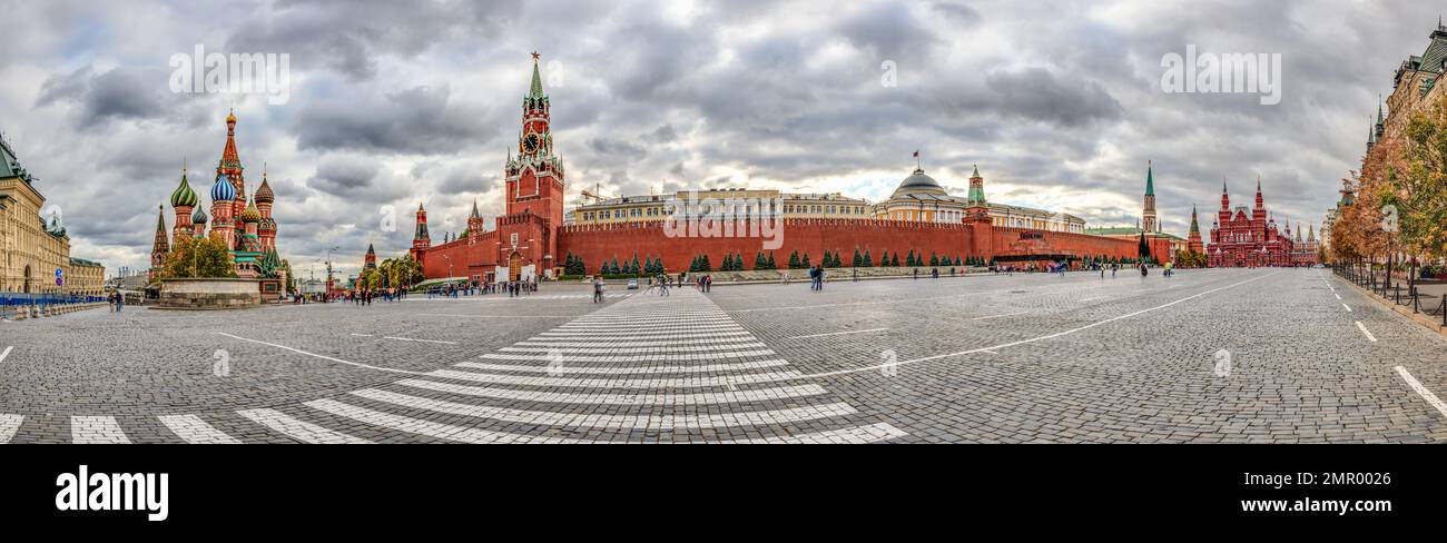 Panoramic view of Moscow's Red Square overlooking St. Basil's Cathedral ...