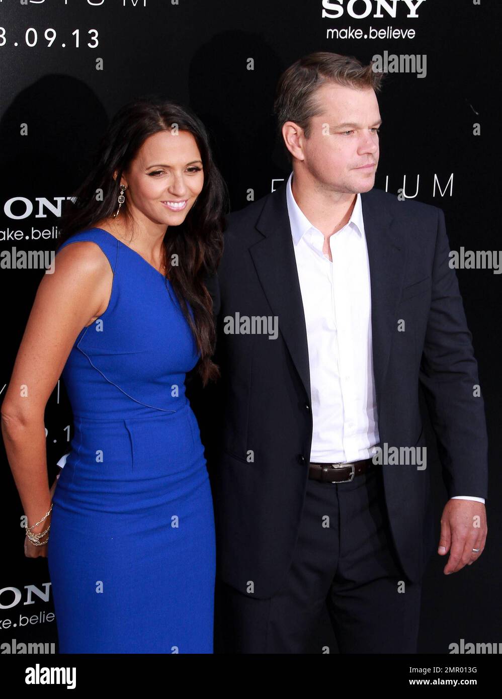 Matt and Luciana Damon at the world premiere of her movie "Elysium" at ...