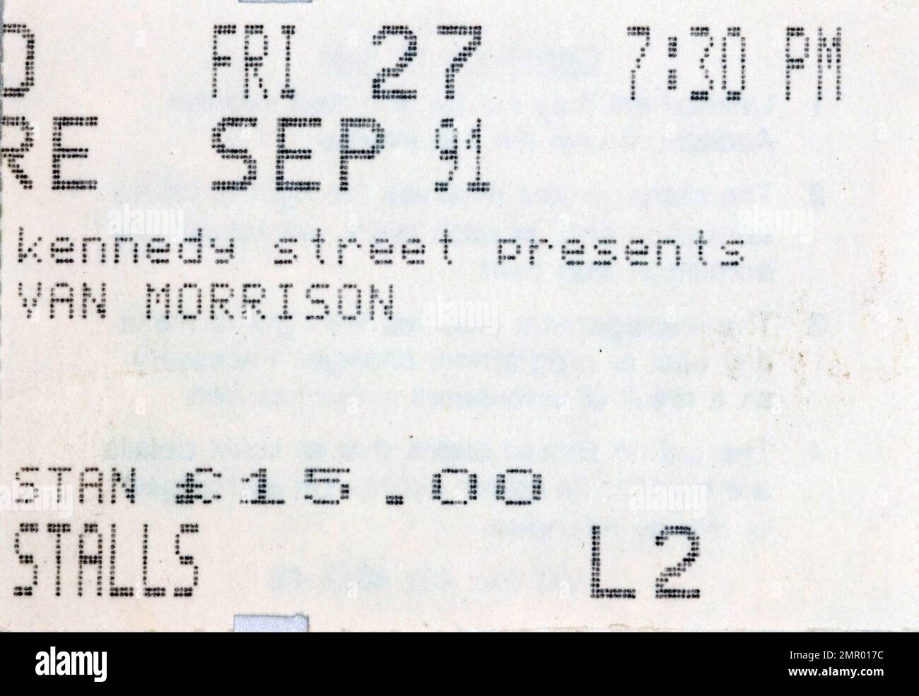 Van Morrison, 27 September 1991, Concert Ticket Stubs, Music Concert ...
