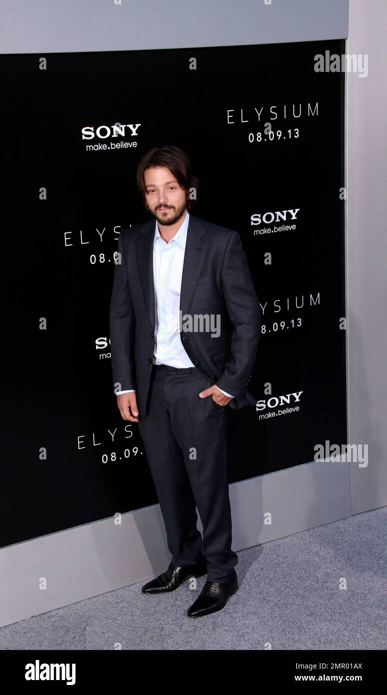 Diego Luna at the world premiere of her movie "Elysium" at the Regency ...