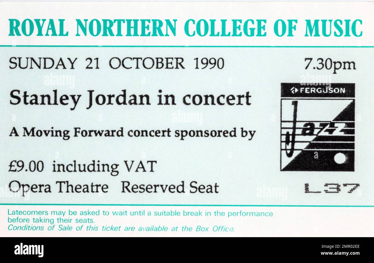 Stanley Jordan, Royal Northern College of Music, Concert Ticket Stubs ...