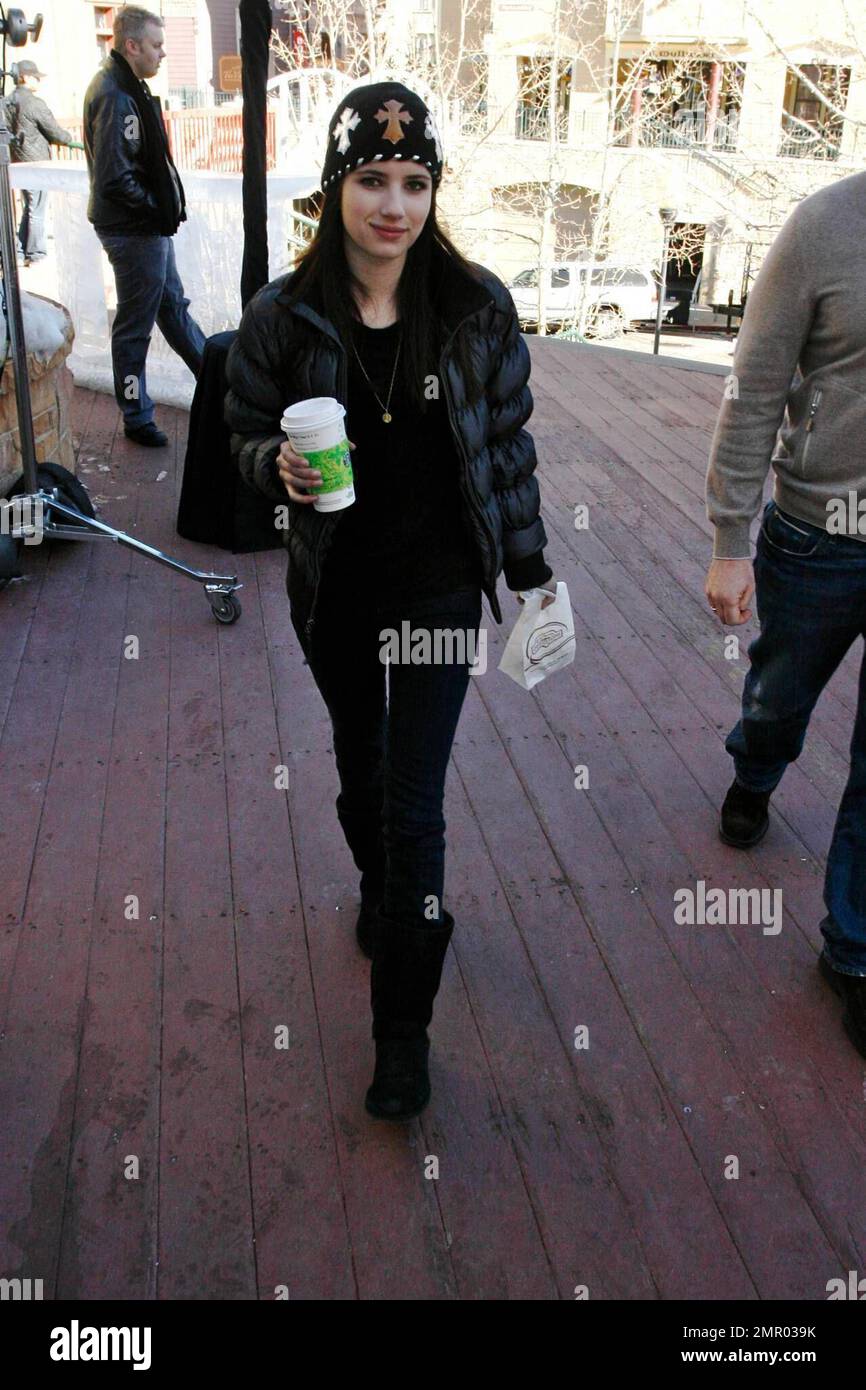 Exclusive!! Emma Roberts enjoys a coffee and a treat from the Rocky ...