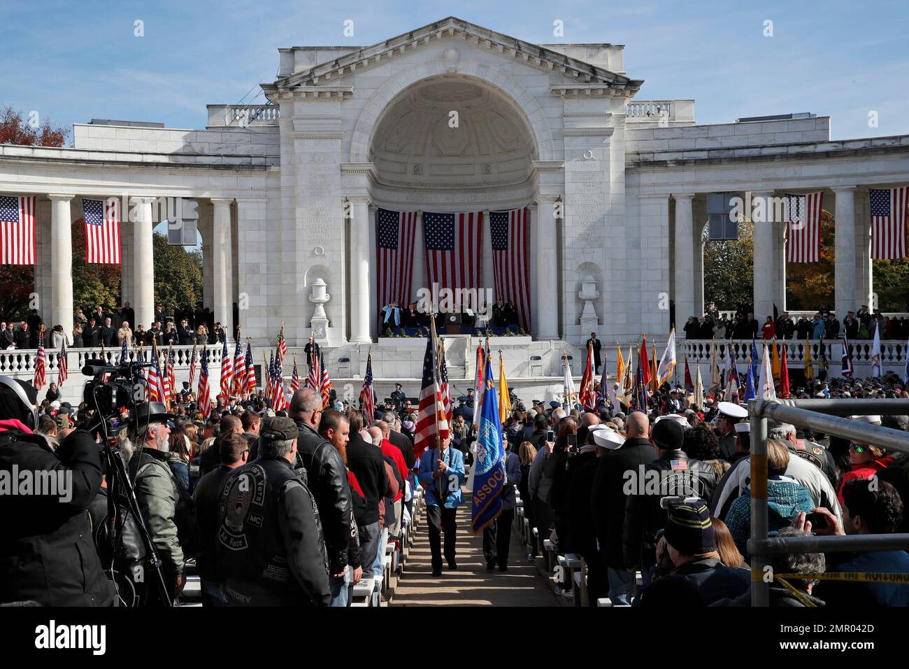 The colors are retired after a Veterans Day ceremony at Arlington ...