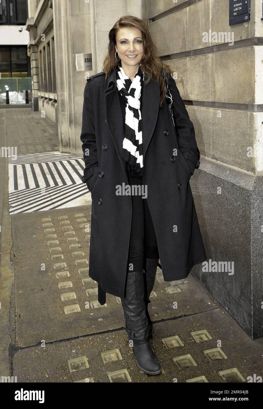 UK actress Emma Samms smiles for photographers outside BBC Radio 2 ...