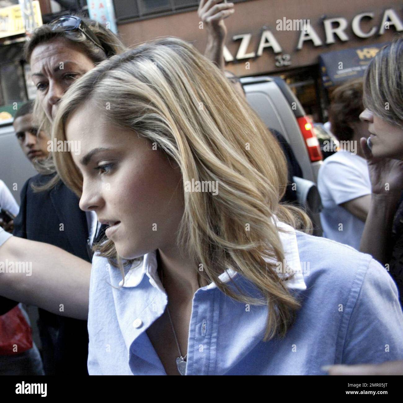 Emma Watson of "Harry Potter" signs autographs outside David Letterman ...