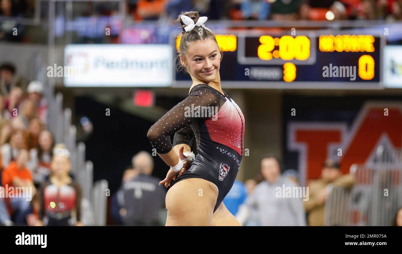 North Carolina State's Emily Shepard competes on the floor during an ...