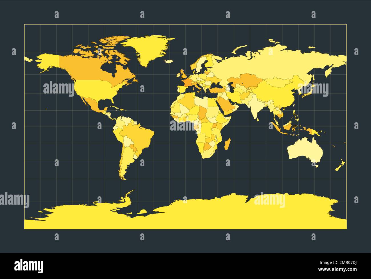 World Map. Cylindrical stereographic projection. Futuristic world ...