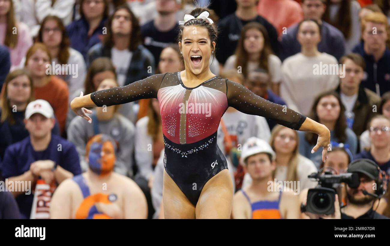 North Carolina State's Hailey Merchant competes on the floor during an ...