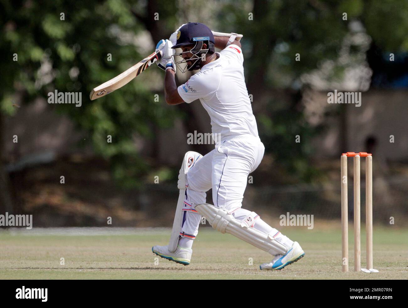Sri Lanka's Sadeera Samarawickrama plays a shot on the first day of ...