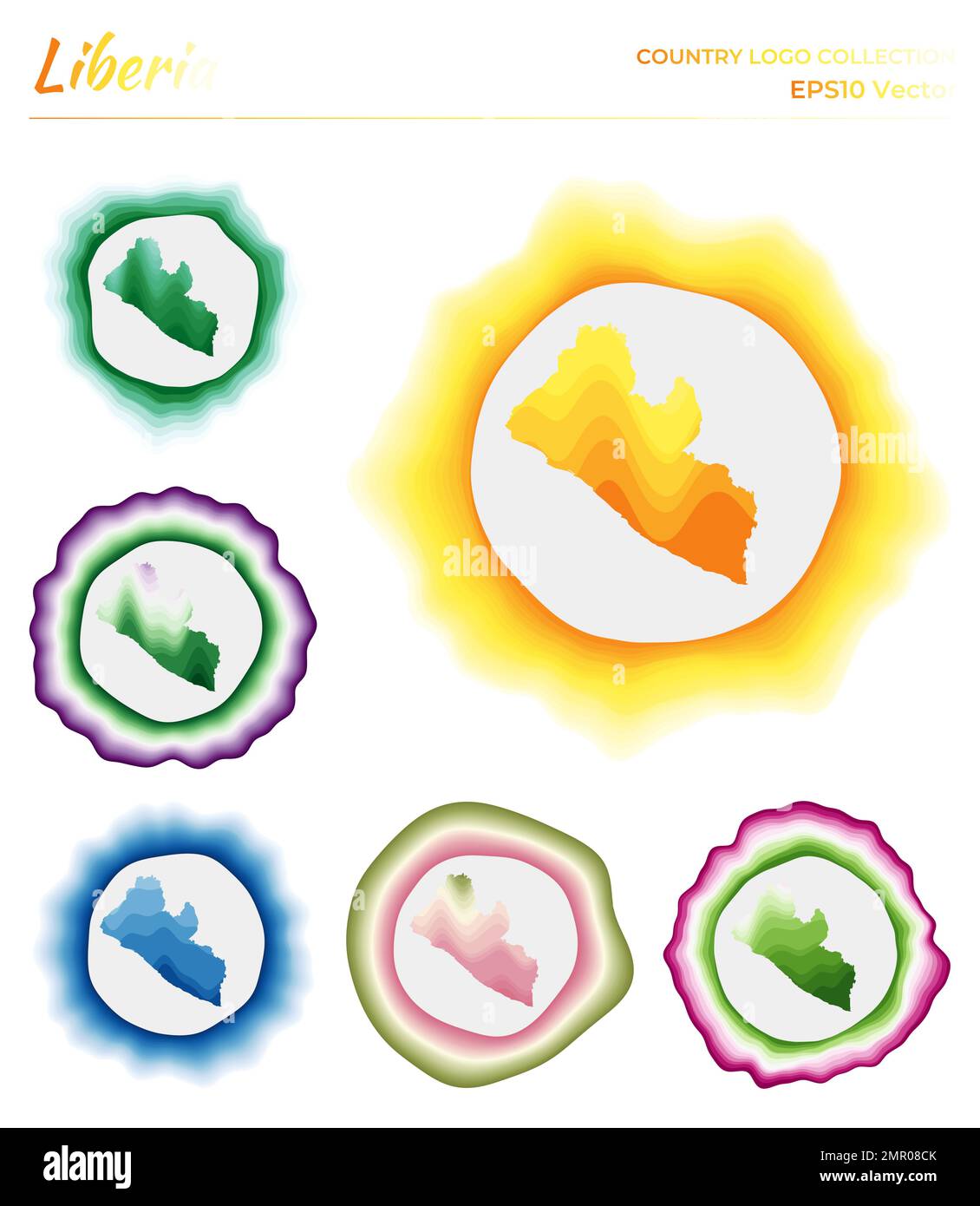 Liberia logo collection. Colorful badge of the country. Layers around ...