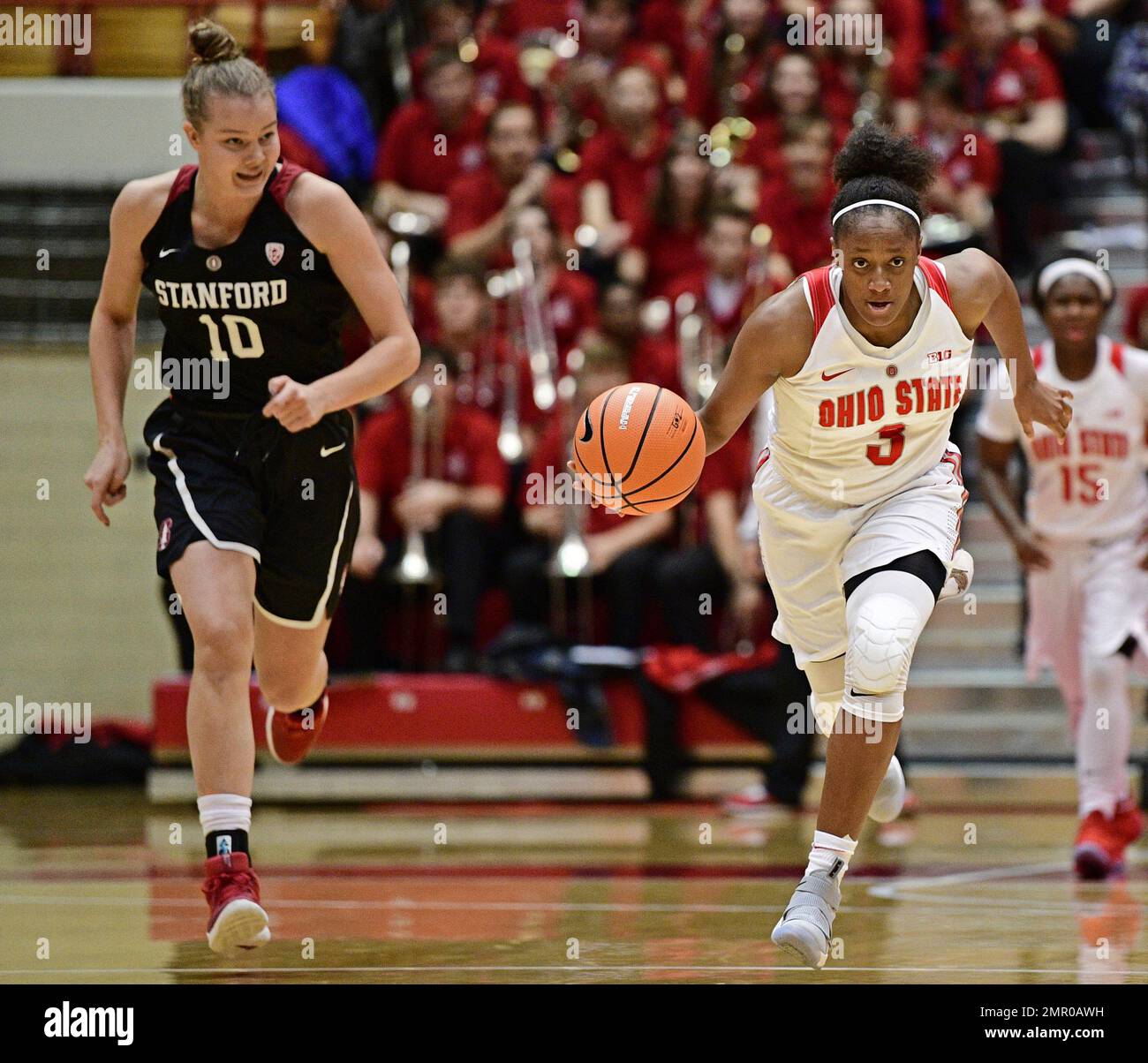 Ohio State's Anna Wilson, right, dribbles away from Stanford' Alyssa ...