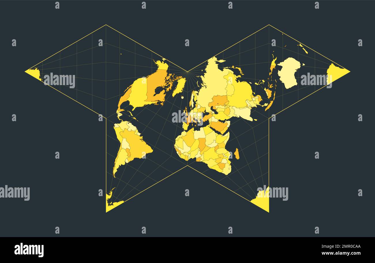 World Map. Collignon butterfly projection. Futuristic world ...