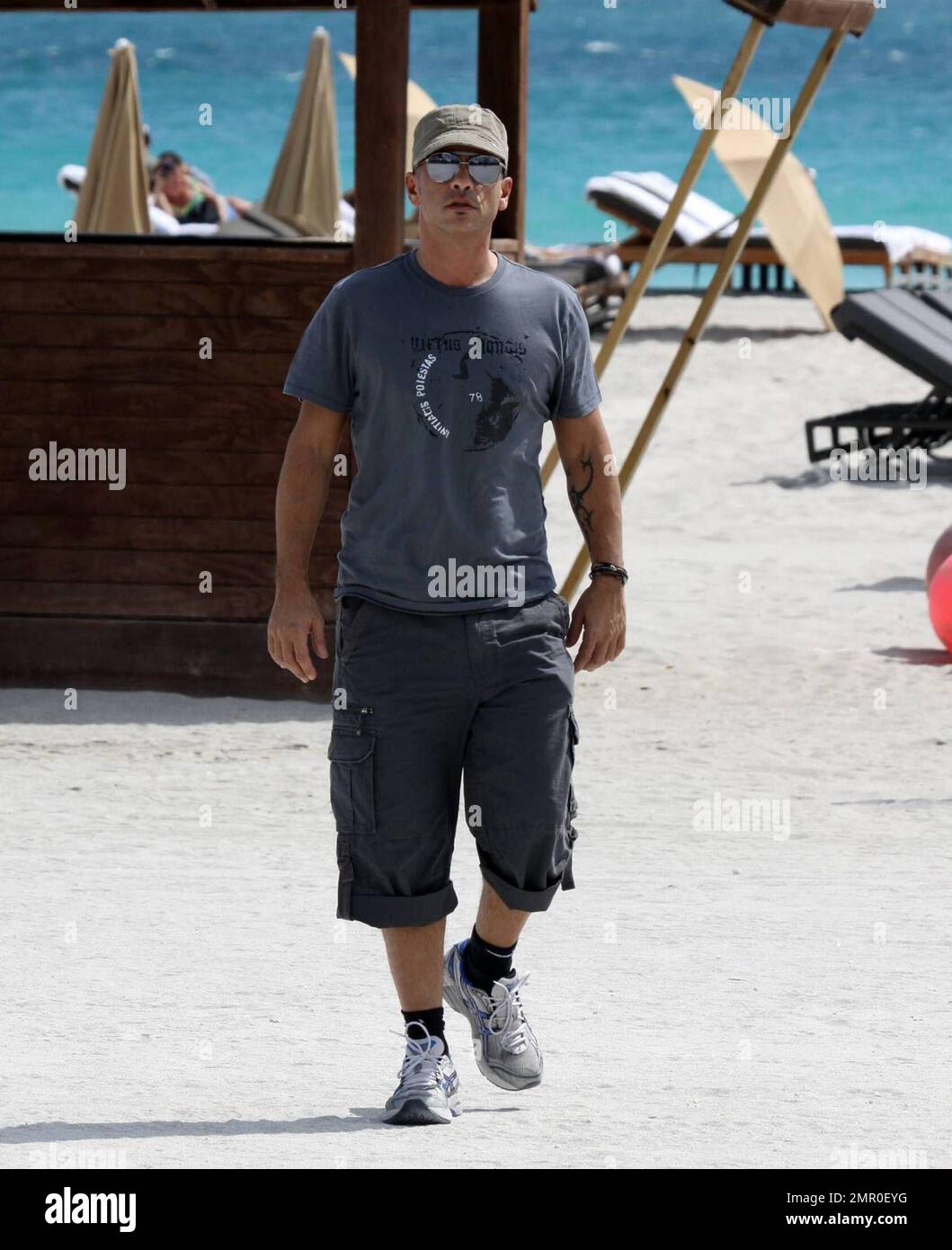 Italian singer, Eros Ramazzotti, spends a day at the beach in Miami, FL ...