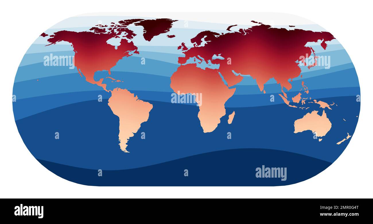 World Map Vector. Eckert III projection. World in red-orange gradient ...