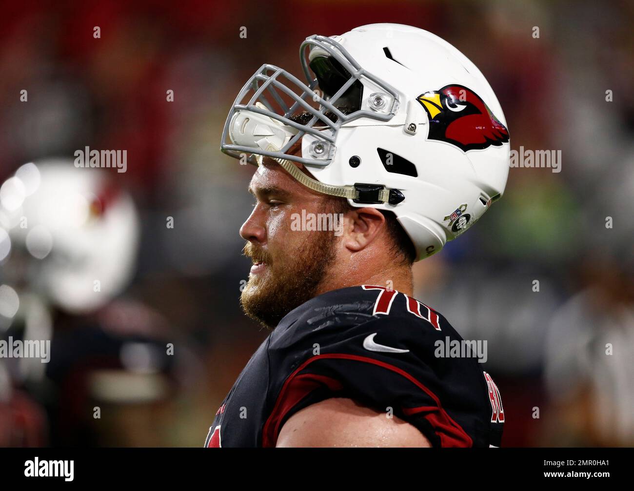 Arizona Cardinals offensive guard Evan Boehm (70) warms up prior to an ...