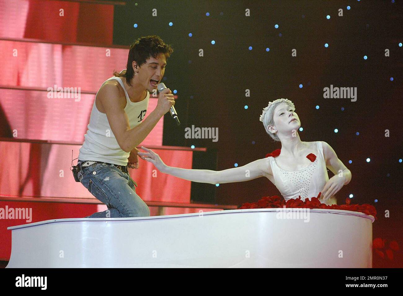 Russian entry Dima Bilan at the 2006 Eurovision Song Contest in Athens ...