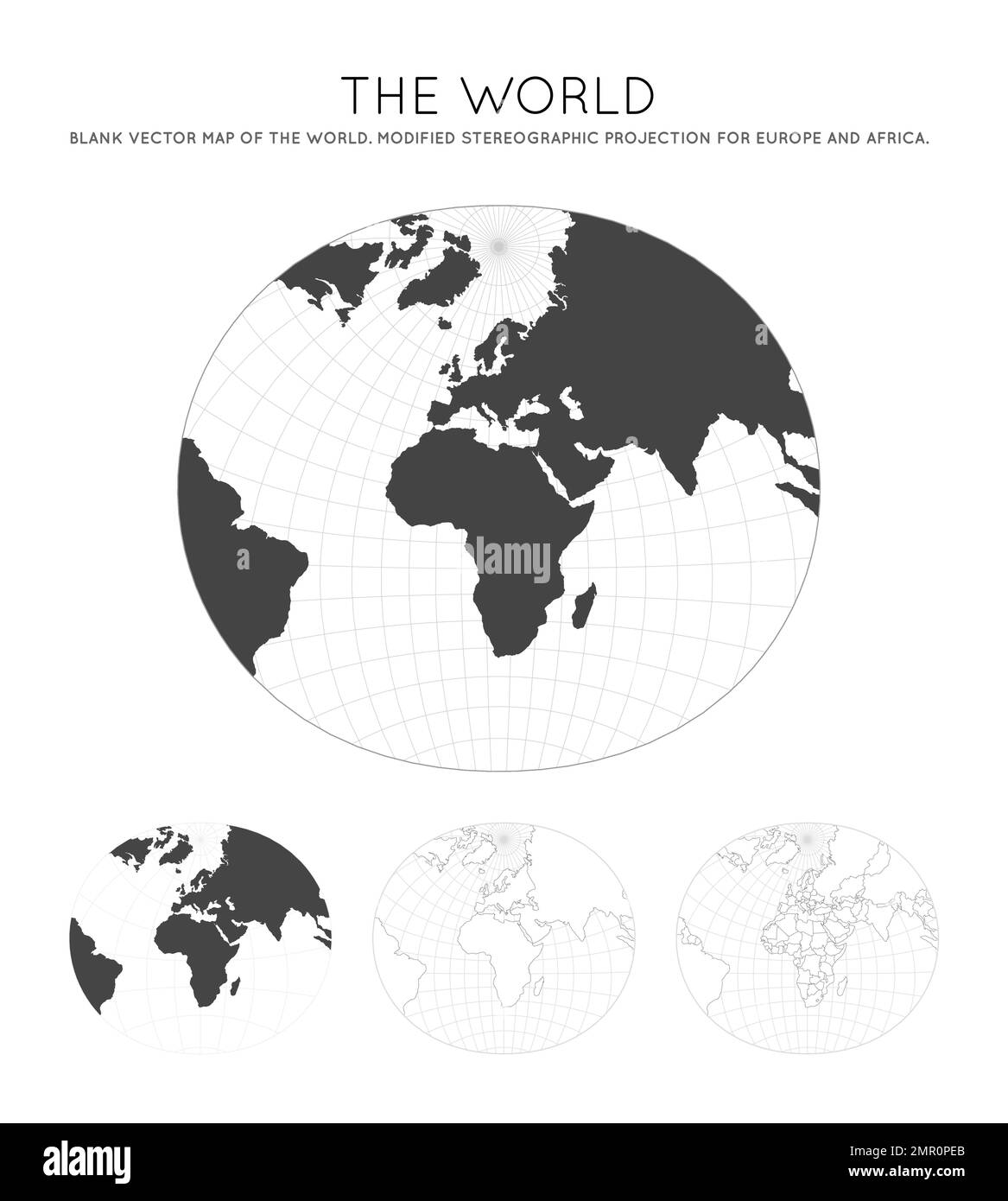 Map of the World. Modified stereographic projection for Europe and ...