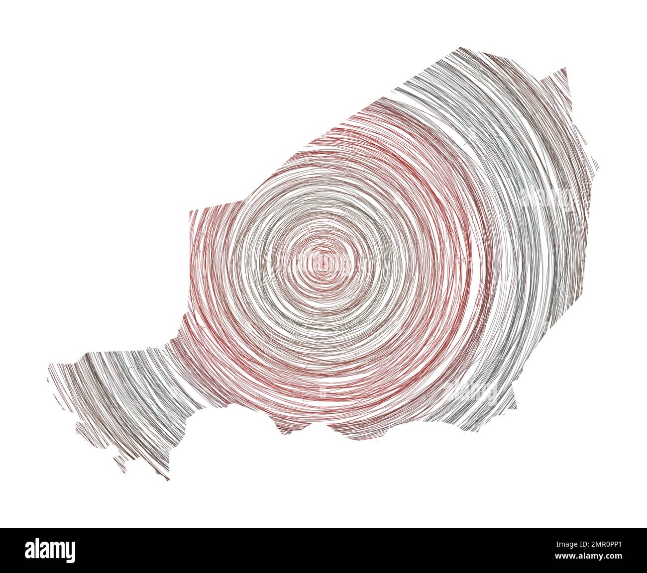 Niger map filled with concentric circles. Sketch style circles in the ...