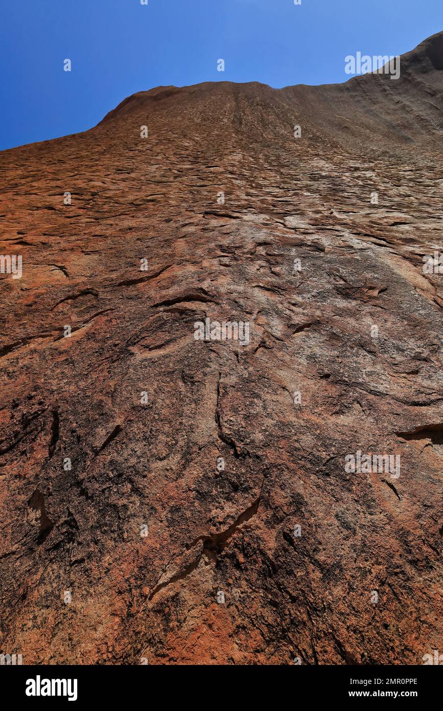 455 Cracks-crevasses-clefts on the rough surface of Uluru-Ayers Rock as seen from the base walk ...