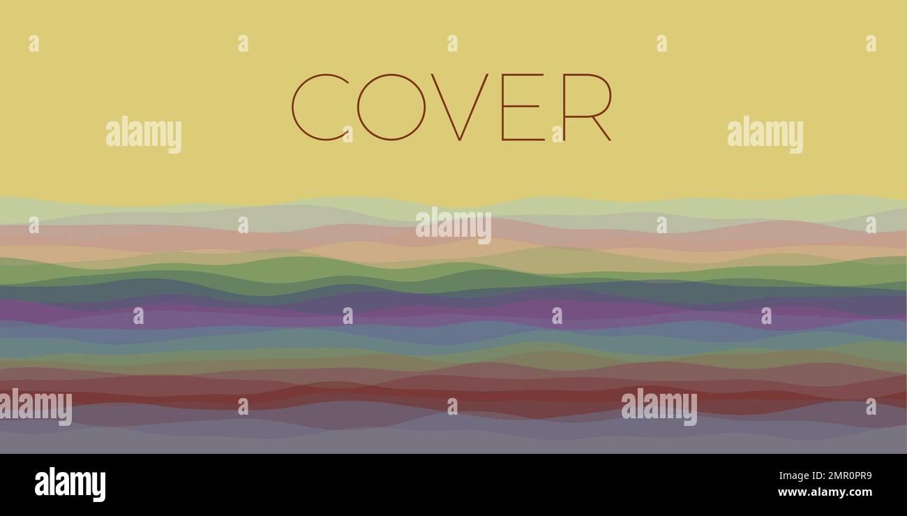 Abstract waves cover. Horizontal background with curves in contrasting ...