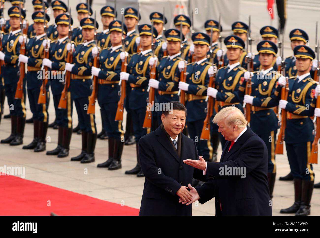 President Donald Trump and Chinese President Xi Jinping participate in ...