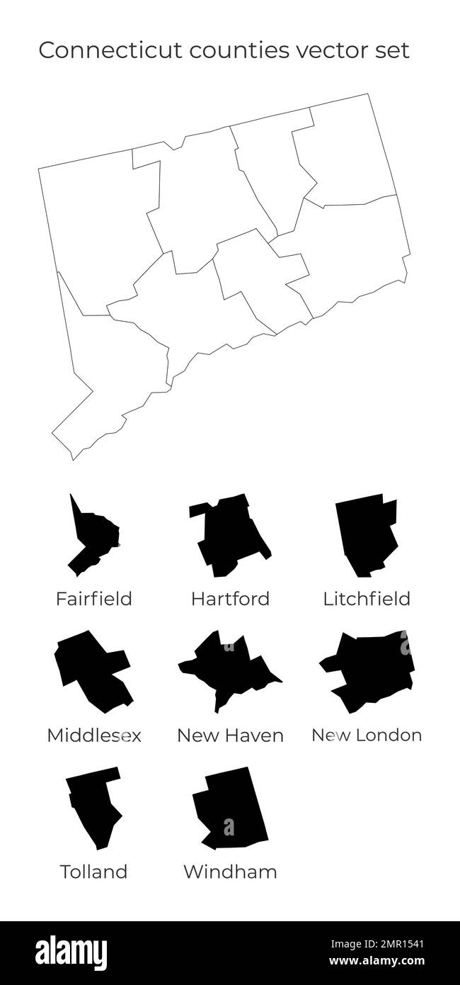 Connecticut map with shapes of regions. Blank vector map of the US ...