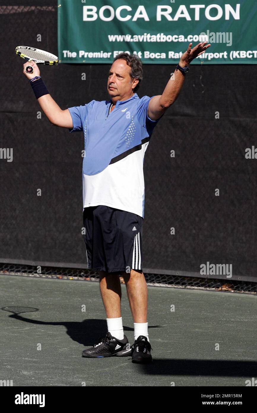 Comedian John Lovitz warms up prior to the start of the Chris Evert Pro ...
