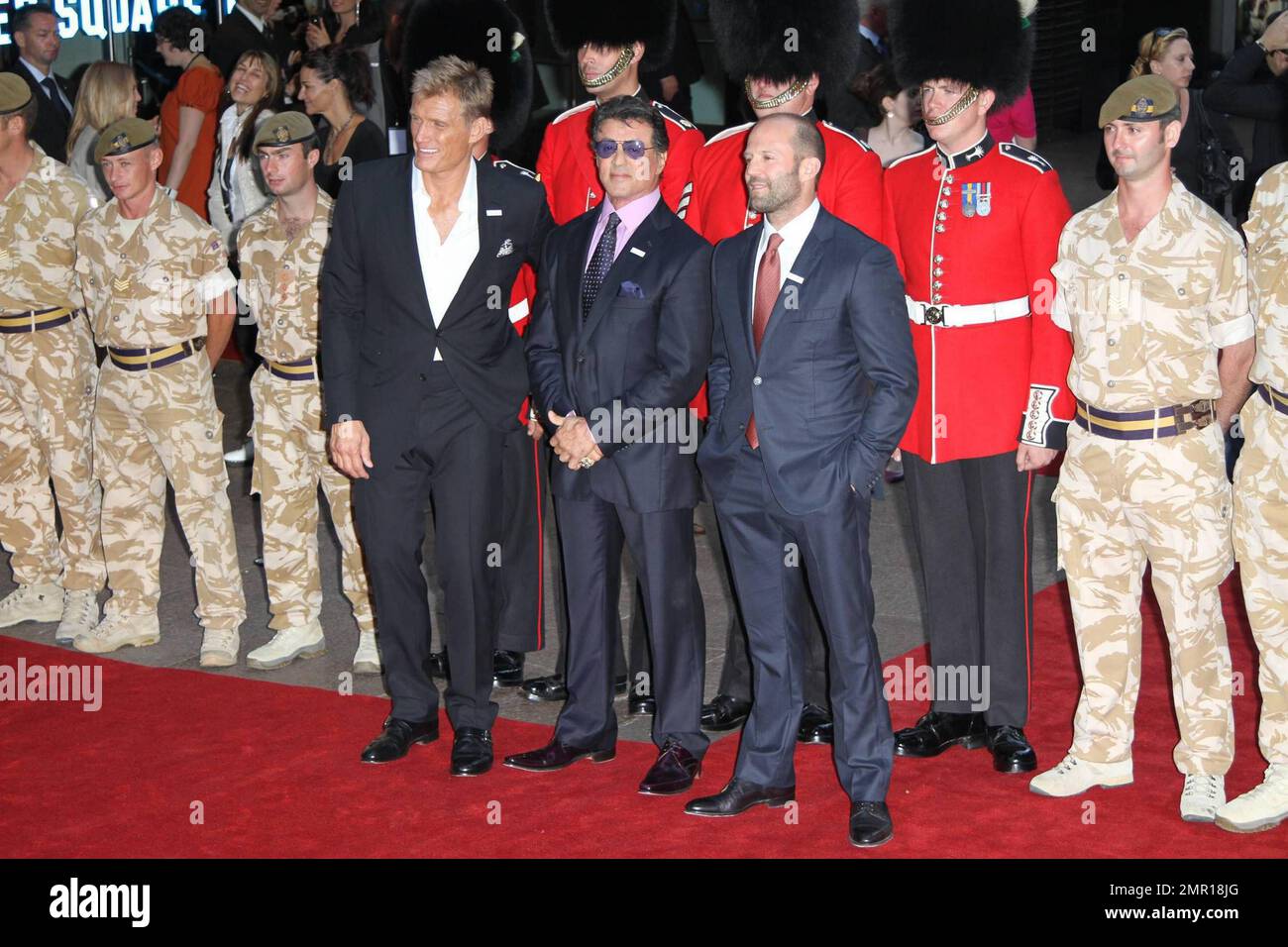 Sylvester Stallone, Jason Statham and Dolph Lundgren at the premiere of ...