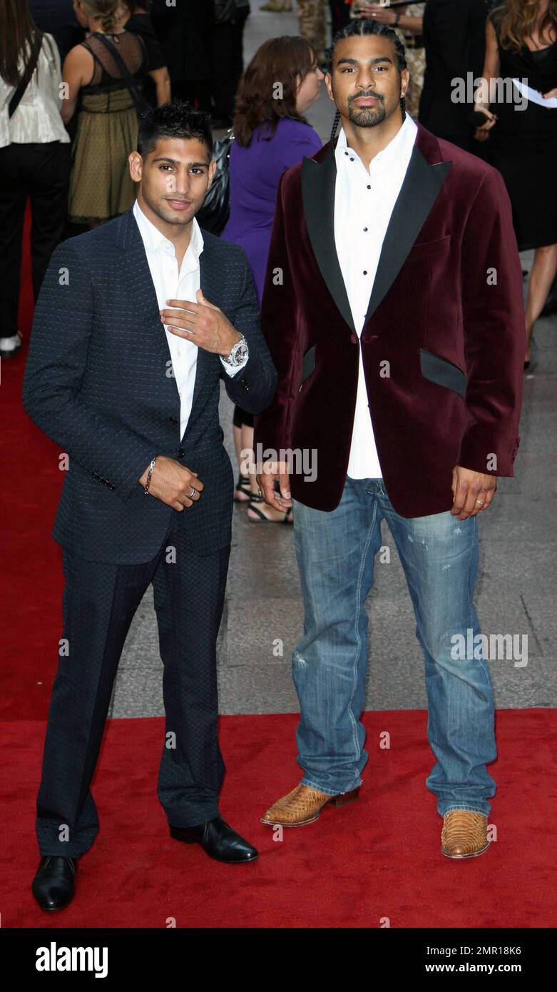 Amir Khan and David Hayne at the premiere of "The Expendables" at the ...
