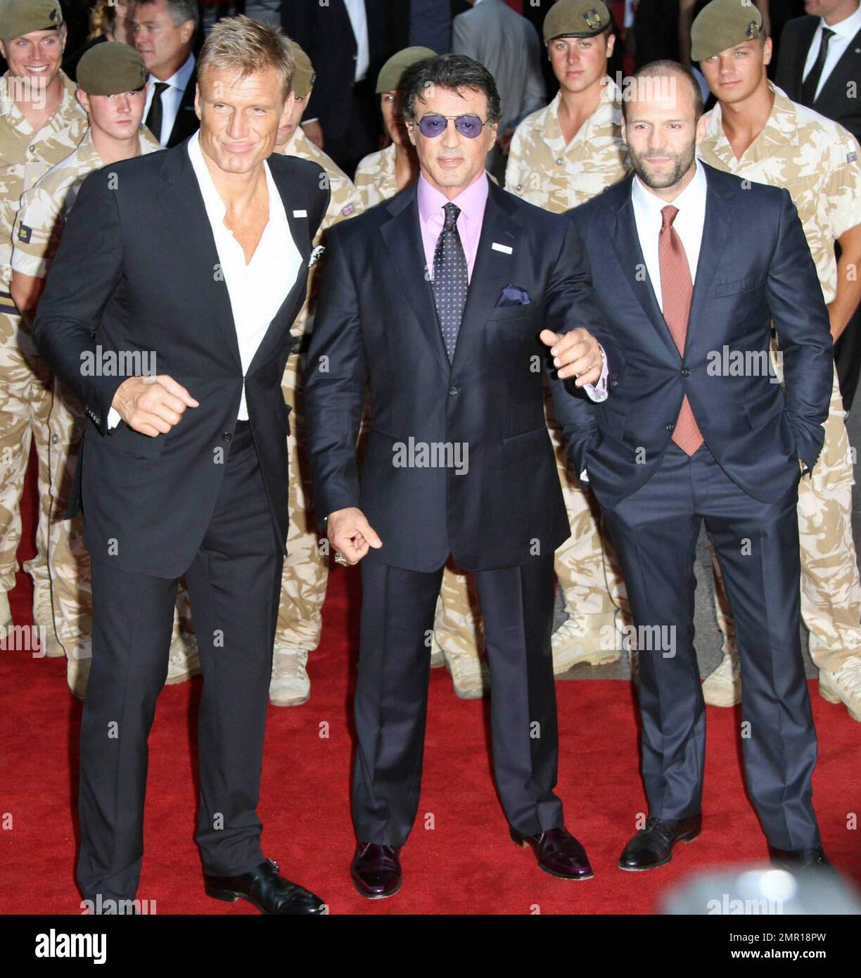 Sylvester Stallone, Jason Statham and Dolph Lundgren at the premiere of ...
