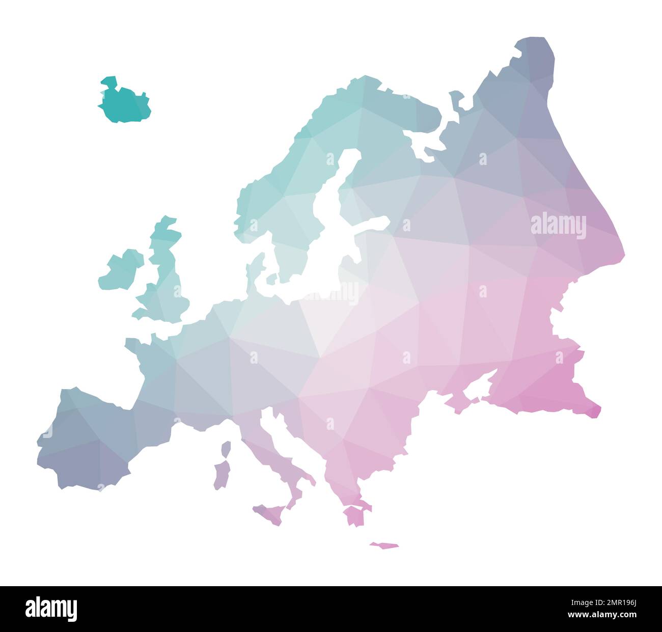 Polygonal map of Europe. Geometric illustration of the continent in ...