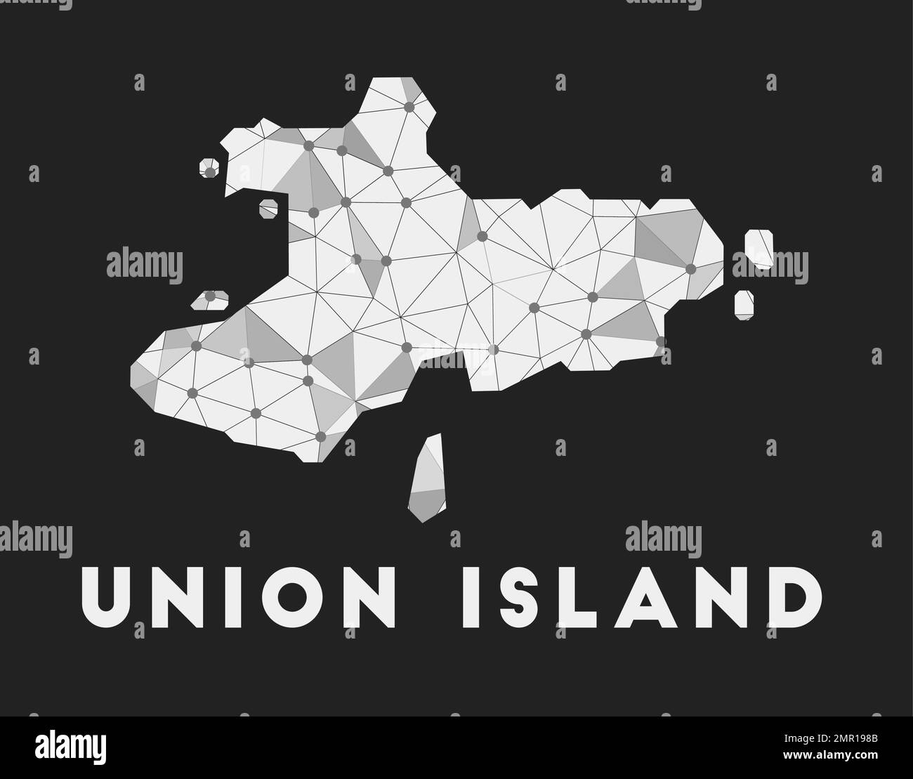 Union Island - communication network map. Union Island trendy geometric ...
