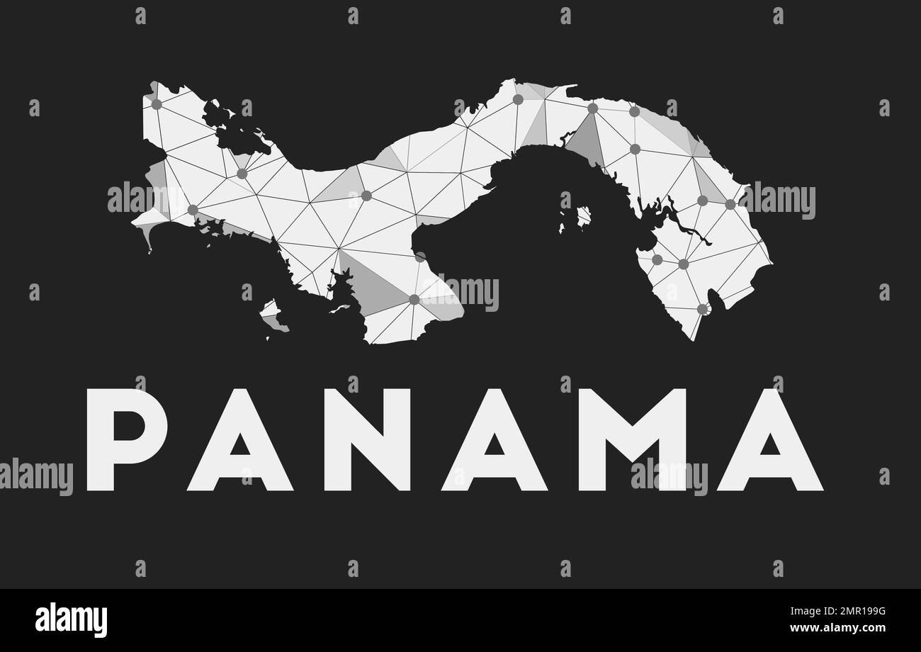 Panama - communication network map of country. Panama trendy geometric ...
