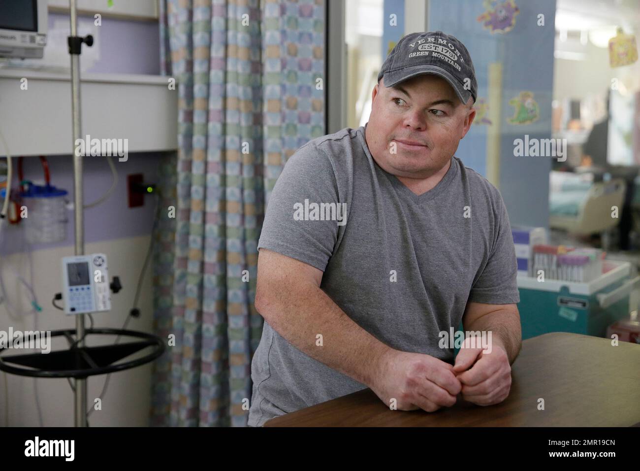 Brian Madeux, 44, waits for an IV preparation for the first human gene ...