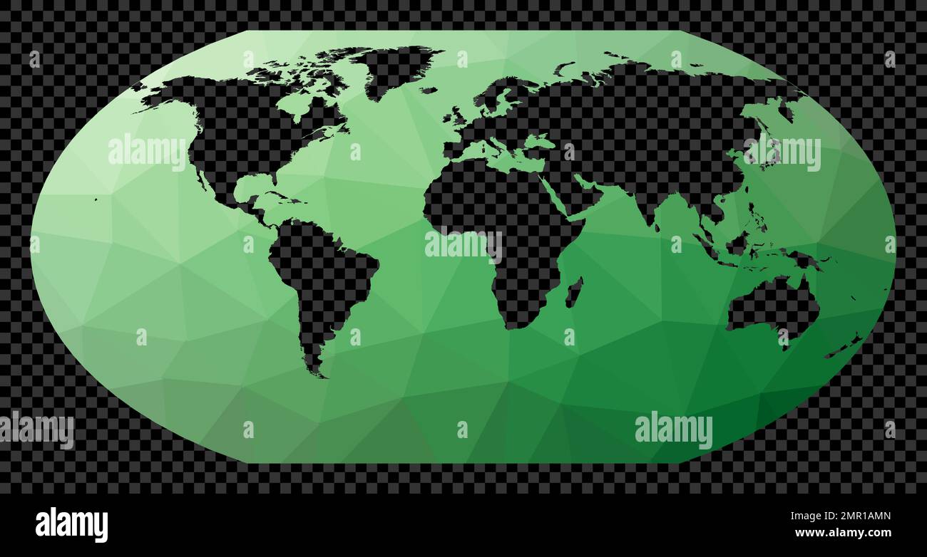 Polygonal map of the world on transparent background. Wagner 6 ...