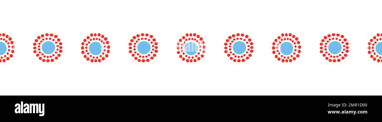 Red and blue folkart quilt vector border. Seamless scandi all over ...