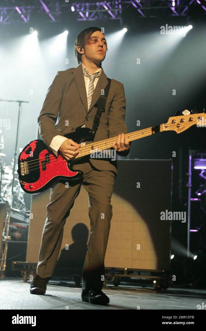 Fall Out Boy appear to be made up to look beaten up as they perform at ...