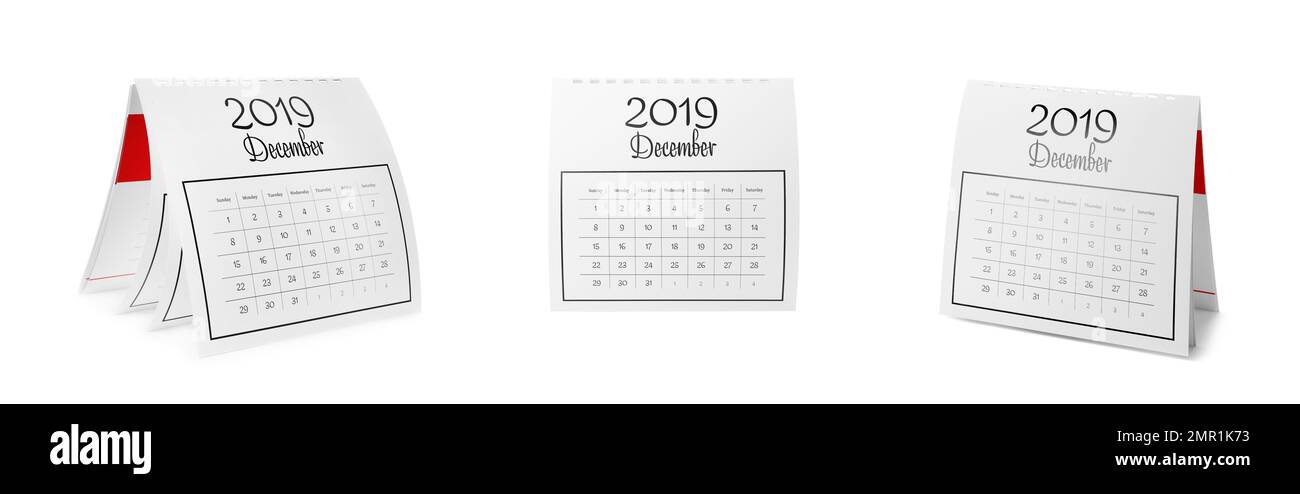 Collage of paper calendar on white background Stock Photo - Alamy