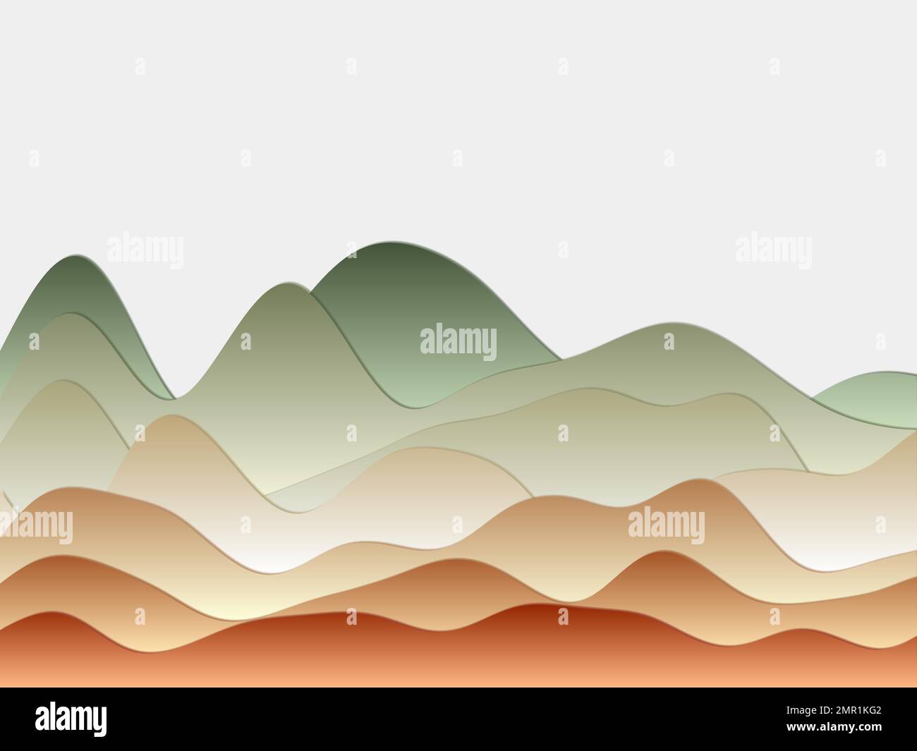 Abstract mountains background. Curved layers in autumn colors. Papercut ...