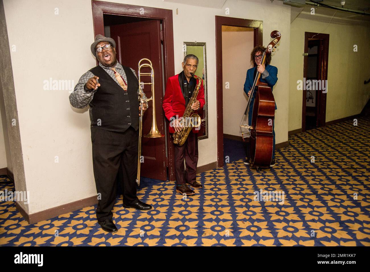 Ronell Johnson, from left, Charlie Gabriel, and Ben Jaffe of the ...
