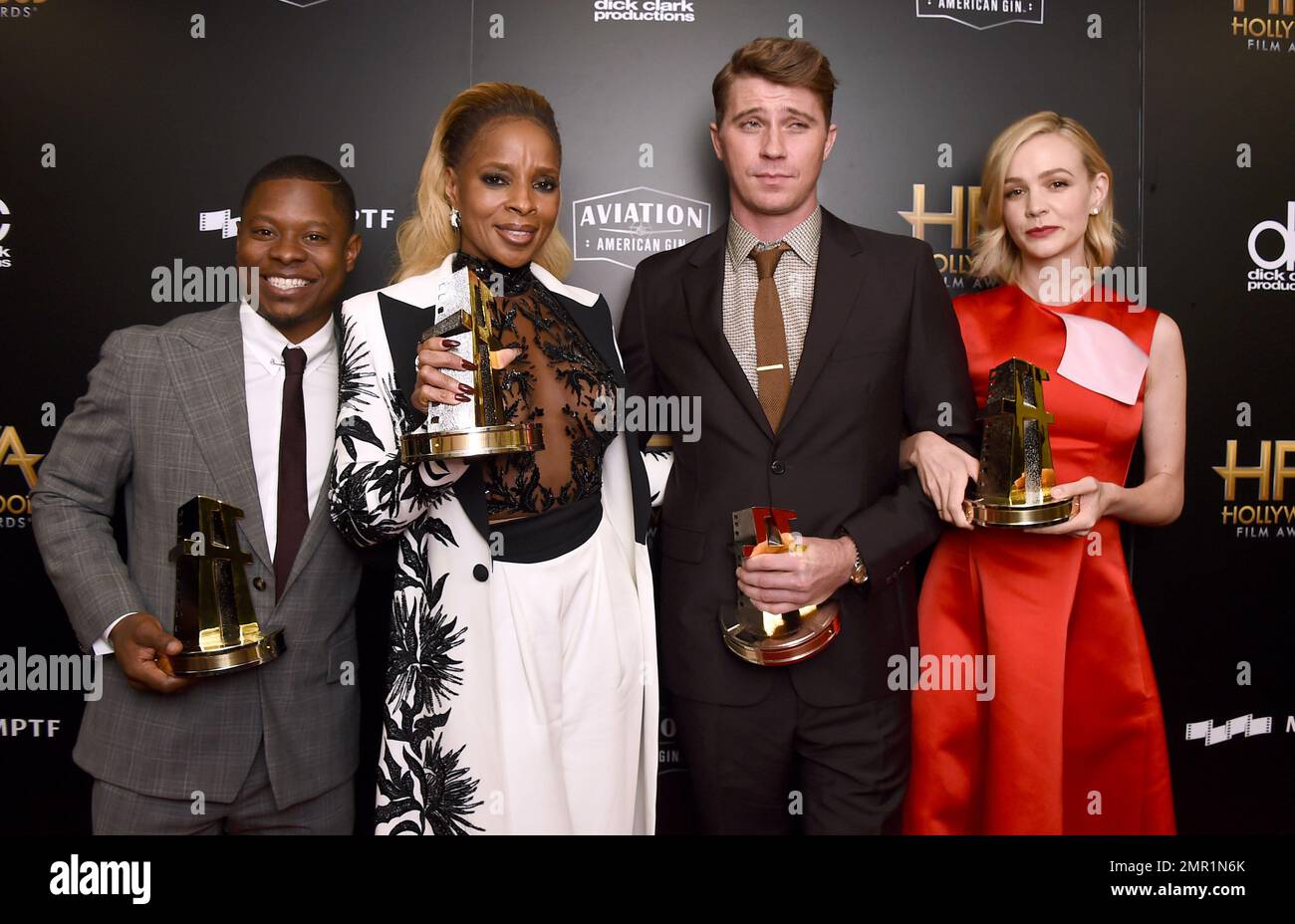 Jason Mitchell, from left, Mary J. Blige, Garrett Hedlund, and Carey ...