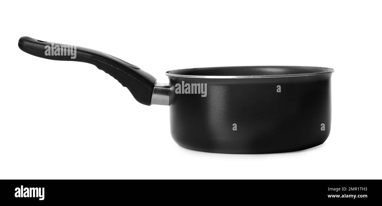 Empty modern black saucepan isolated on white Stock Photo - Alamy