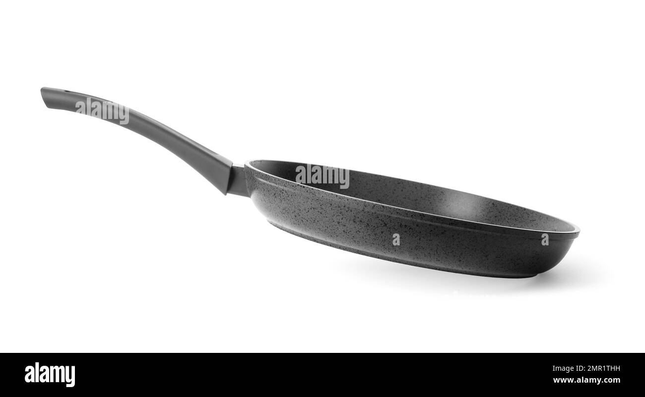 Empty modern frying pan isolated on white Stock Photo - Alamy